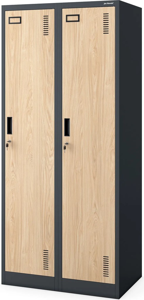 Zaměstnanecká skříňka čtyřkomorová antracitová/dub sonoma, 800x1800x500 mm: KACPER Eco Design