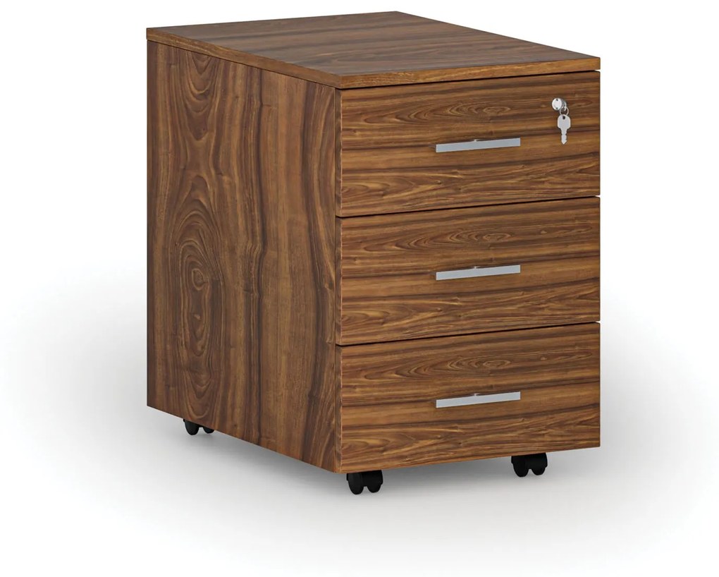 Kancelářský mobilní kontejner PRIMO WOOD, 3 zásuvky, ořech