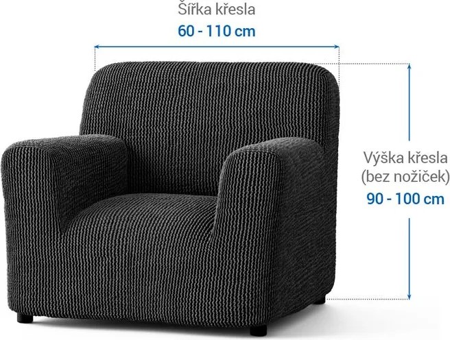Bielastické potahy COSTINA antracit křeslo (š. 60 - 110 cm)