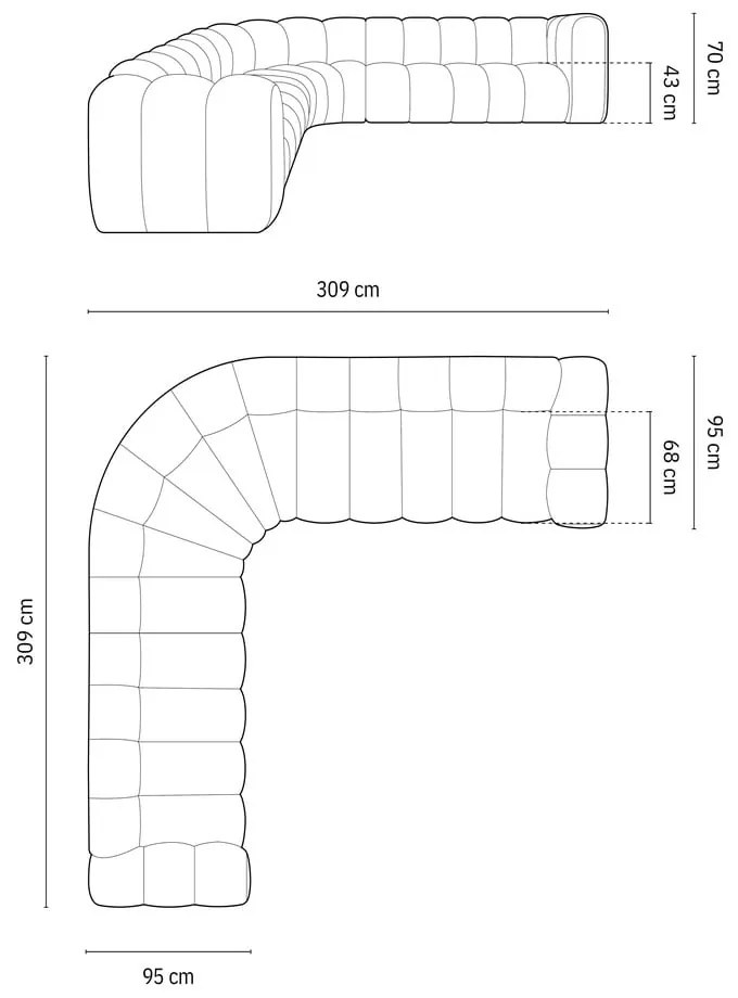 Žinylková modulární rohová pohovka v cihlové barvě Lupine – Micadoni