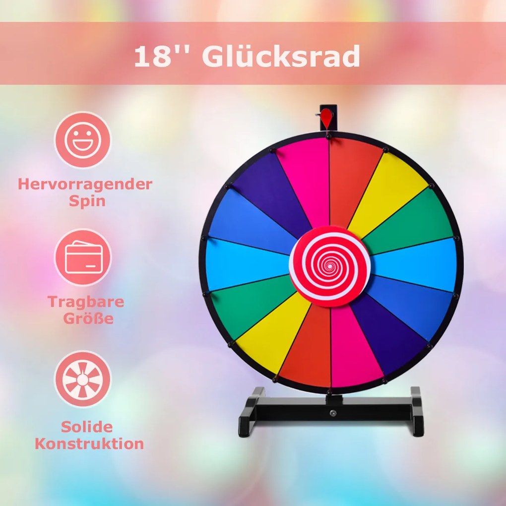Costway Kolečko 18" Wheel of Fortune s gumou a fixem pro loterijní hry φ48 cm