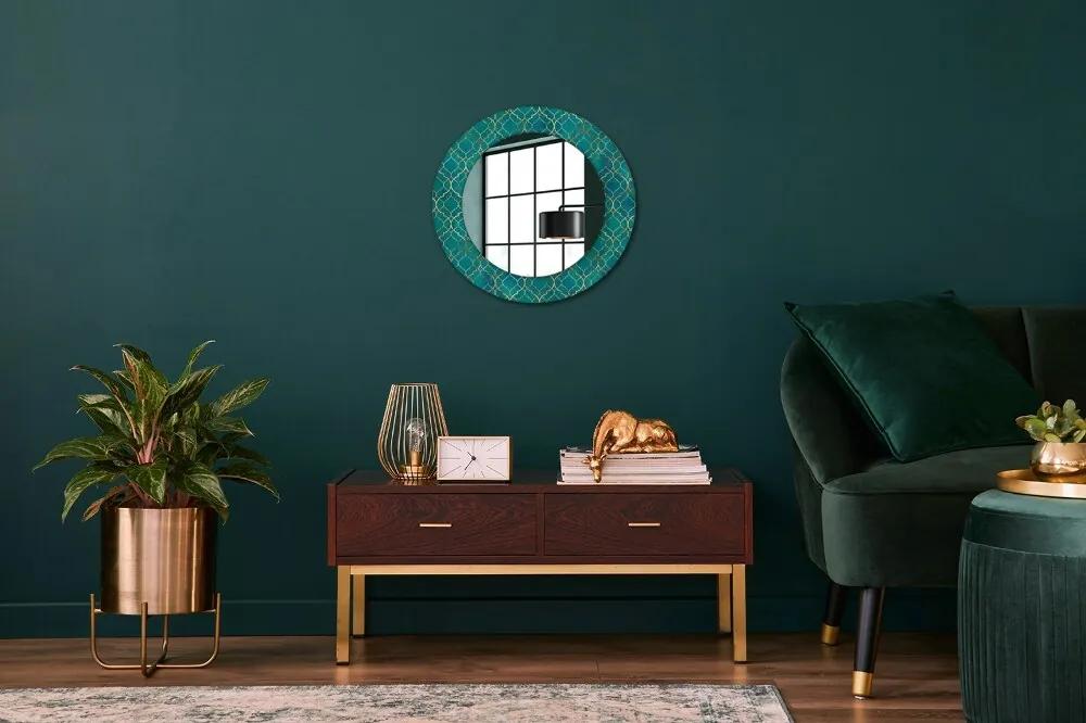 Kulaté dekorativní zrcadlo Zelená a zlaté složení fi 50 cm