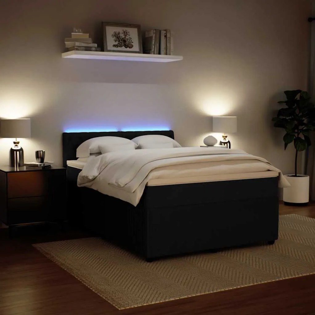 Box spring postel s matrací černá 160x200 cm samet 3290090