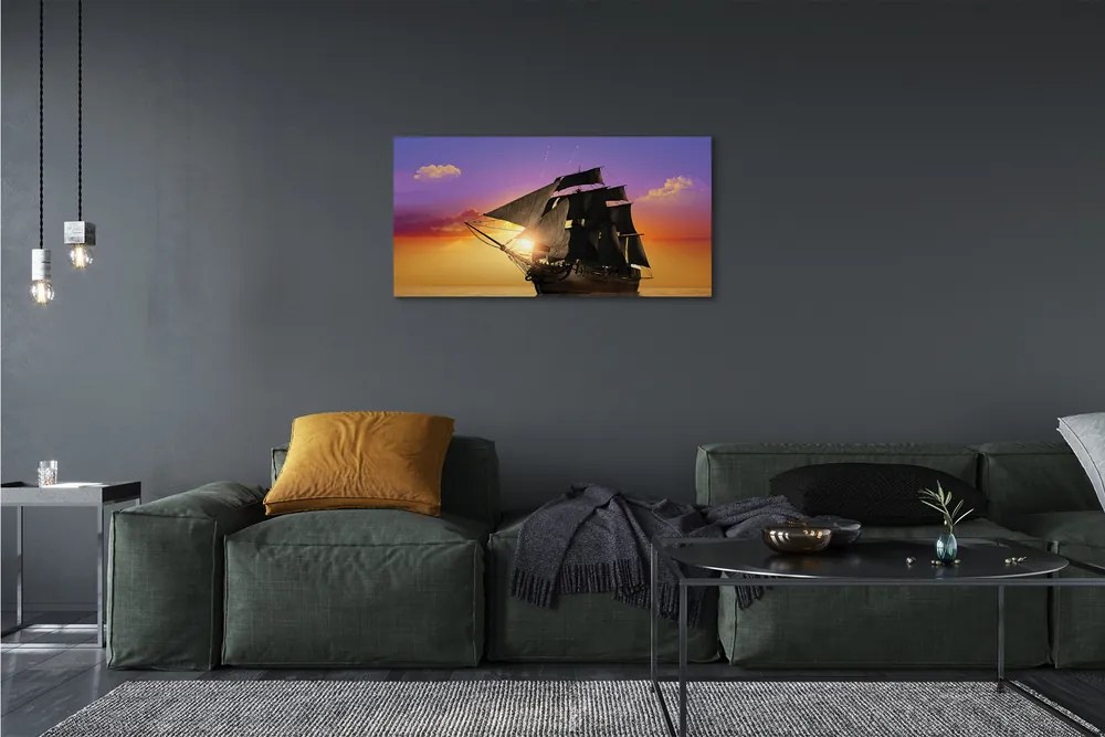Obrazy na plátně Barevné nebe ship sea 125x50 cm
