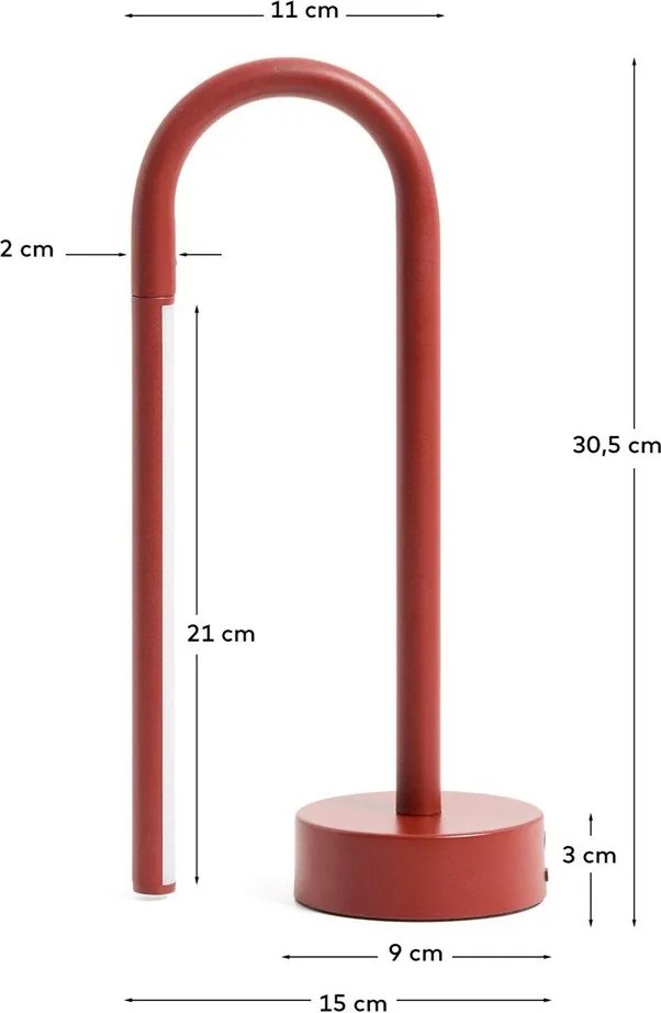 Červená kovová LED stolní lampa (výška 30 cm) Bow – Kave Home