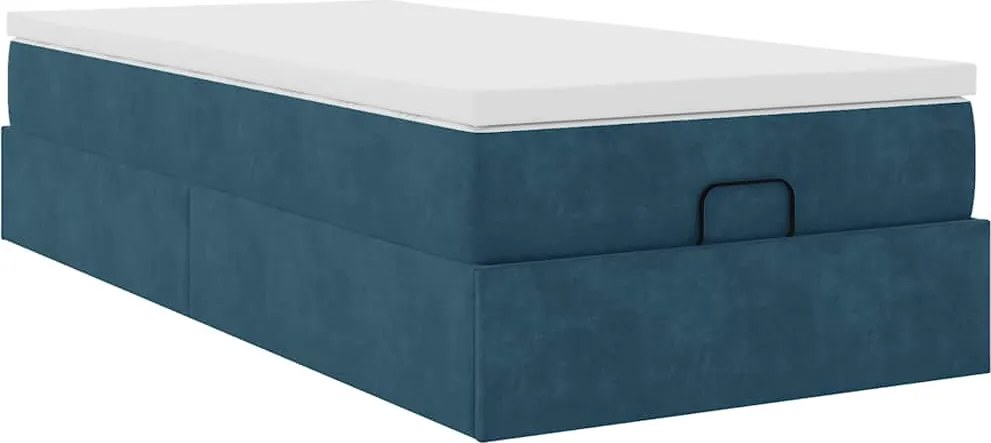 Osmanský rám postele s matrací tmavě modrá 80x200cm samet 3311151