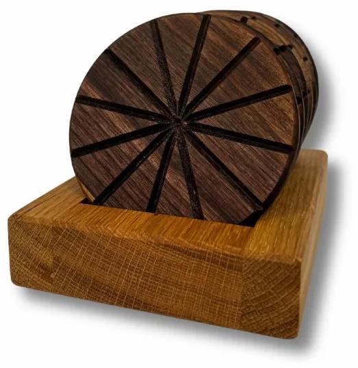 Kamohome Podtácky STAR - masivní drevo Materiál podtácku: Dub, Materiál stojánku: Ořech americký