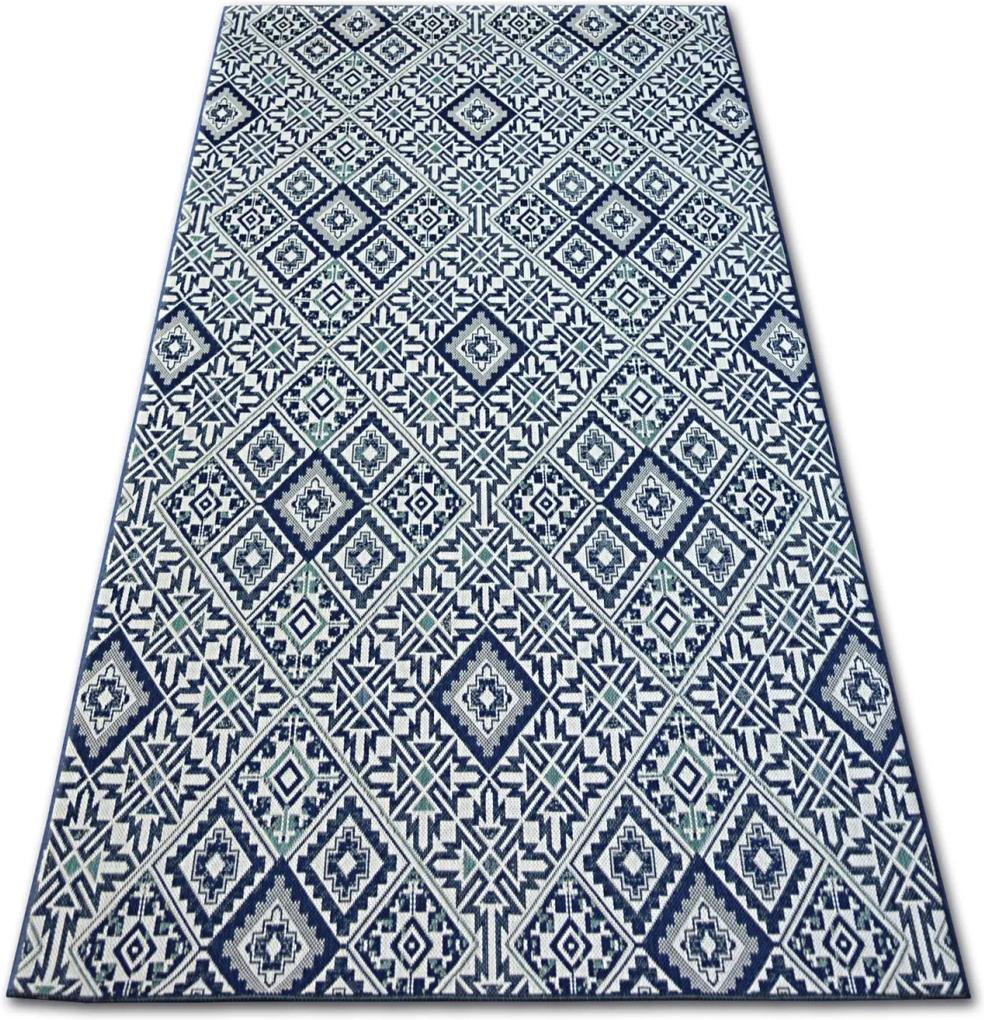 Kusový sisalový koberec Diamond modrý 200x290