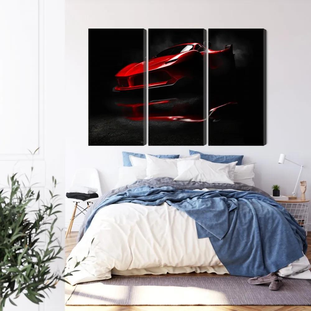 Vícedílný obraz Červené Sportovní Auto 3D Nedostatek Nedostatek Přírodní plátno 120x80