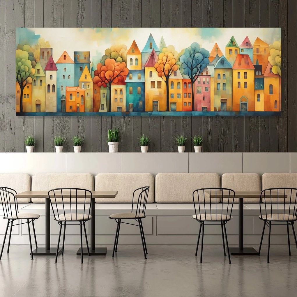 Obraz na plátně - Ulice v městečku Zalle FeelHappy.cz Velikost obrazu: 240 x 80 cm