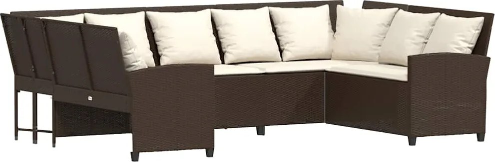 Zahradní pohovka s polštáři hnědá polyratan 3365330