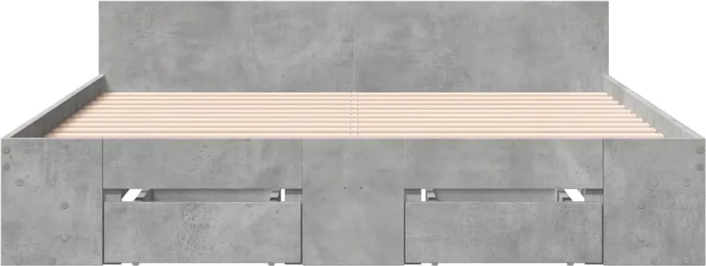 Rám postele se zásuvkami betonově šedý 135 x 190 cm kompozit 3280772