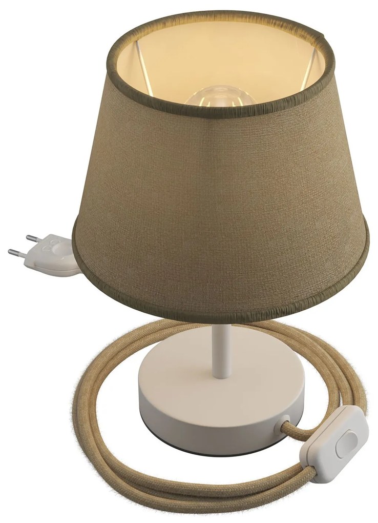 creative cables Alzaluce se stínidlem Impero, kovová stolní lampa se zástrčkou, kabelem a vypínačem Velikost: 10 cm, Barva: Broušený bronz-antracit