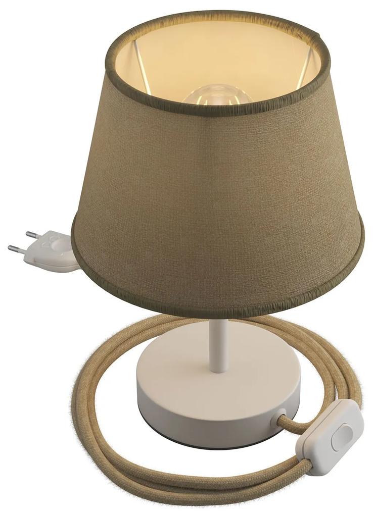 creative cables Alzaluce se stínidlem Impero, kovová stolní lampa se zástrčkou, kabelem a vypínačem Velikost: 20 cm, Barva: Matná černá-černá Cinette
