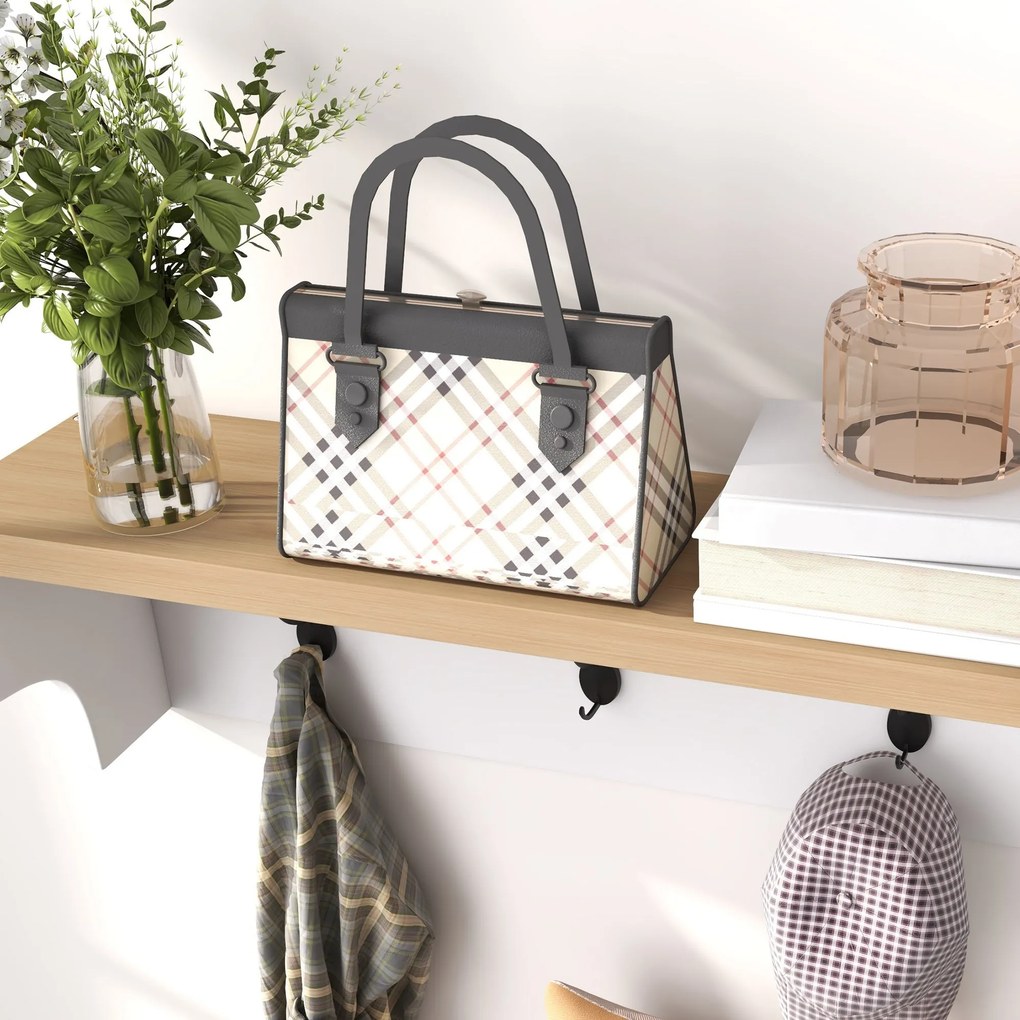 HOMCOM Stojan na kabáty a botník 2 v 1 - Vstupní nábytek se 3 háčky a policemi pro 9 párů bot 75x30x50 cm a 75x20x22,5 cm Bílý