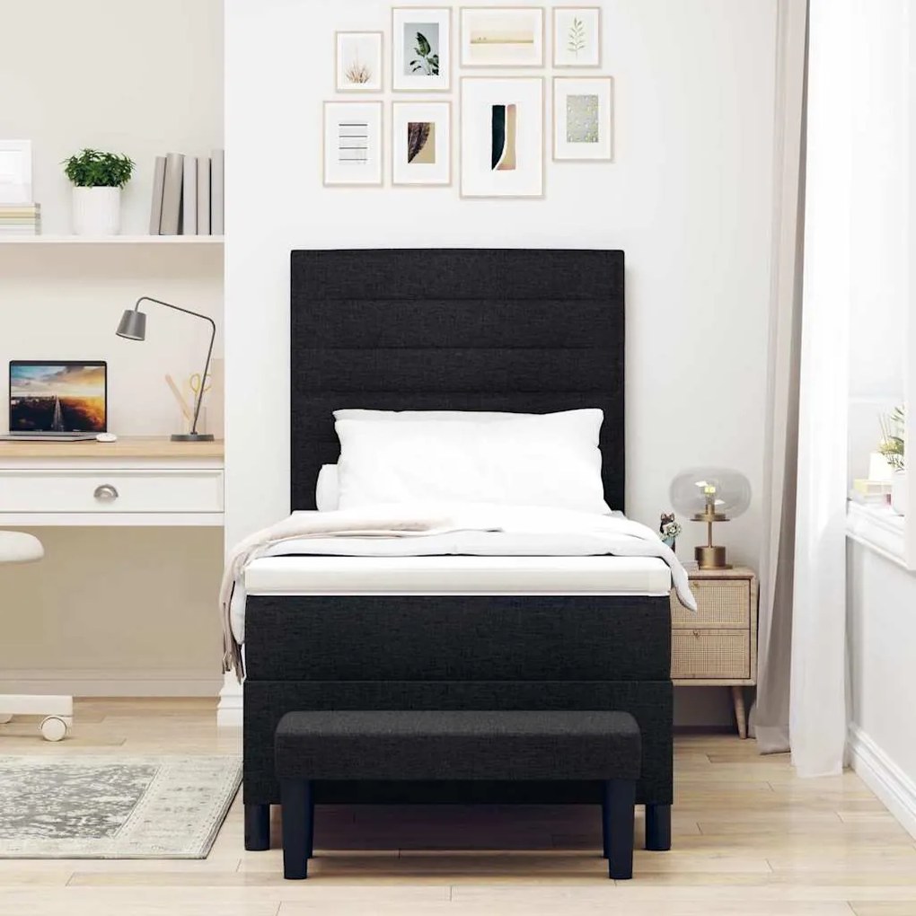 Postel s boxspringem s polštářem Černá 90 x 200 cm textil 3343962