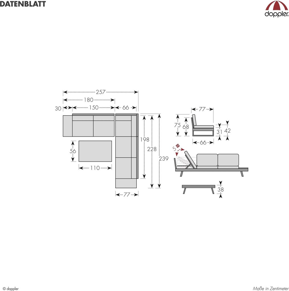 Doppler LIVORNO LOUNGE set - rohová zahradní souprava - Rozbalené zboží (N638)