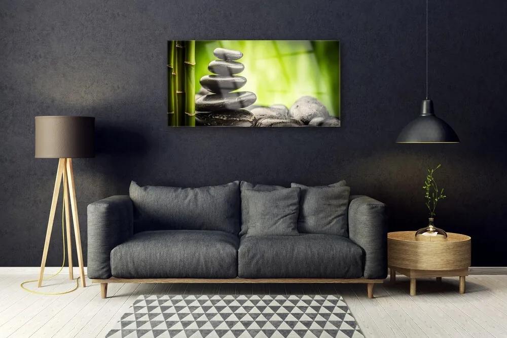 Obraz na skle Bambus Kameny Umění 140x70 cm