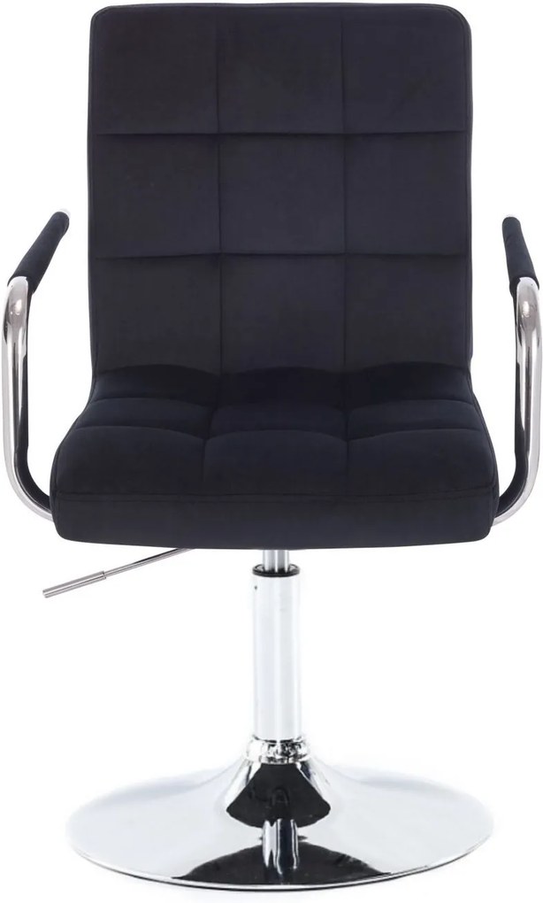 LuxuryForm DESIGN Otočná židle VERONA VELUR na stříbrném talíři - černá