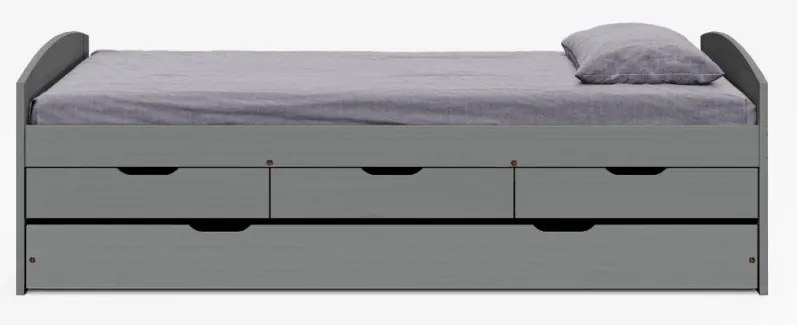 Postel s výsuvnou přistýlkou, 90x200, šedá, masiv, MARINELLA NEW Kondela 0000357994