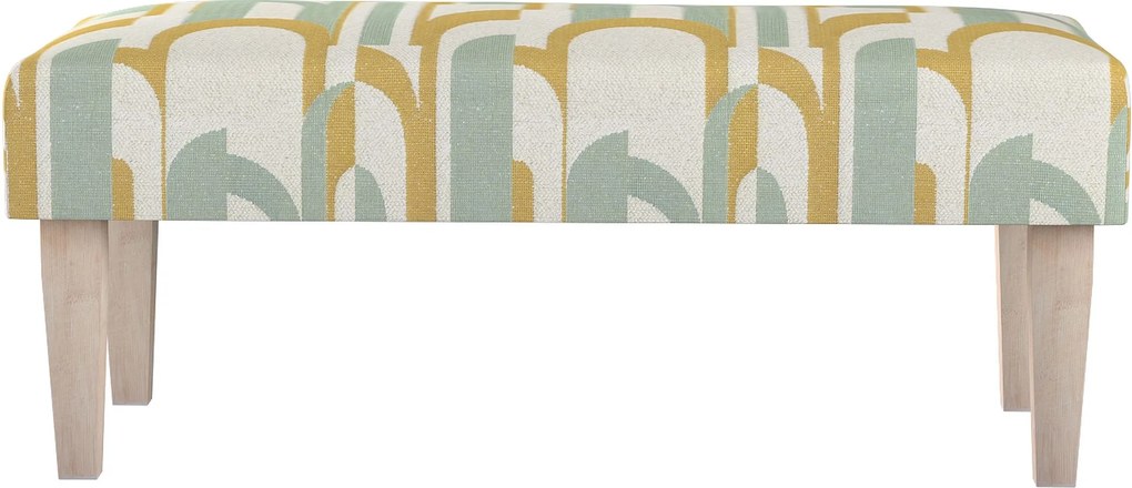 Dlouhá lavička 100x40cm barva zelená látka pletený vzor, vzorované