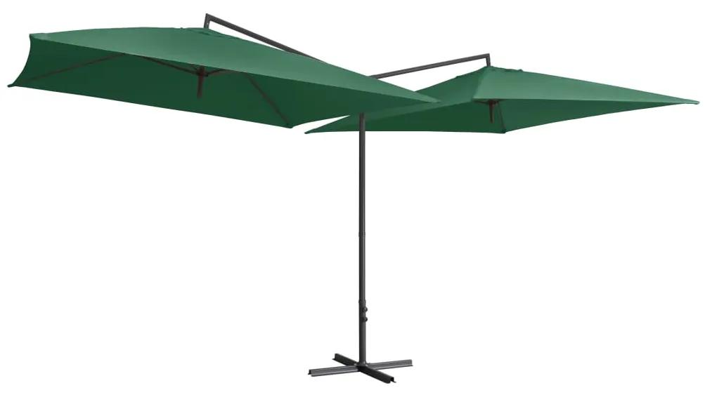 Dvojitý slunečník s ocelovou tyčí 250 x 250 cm zelený - Default Title