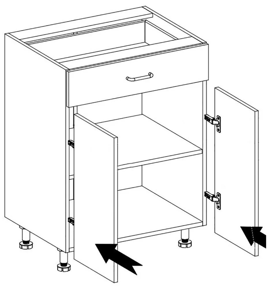 PROVENCE k | dolní skříňka D60S1 s policí a zásuvkou | 60 cm | SOKL v CENĚ | bílá/borovice andersen
