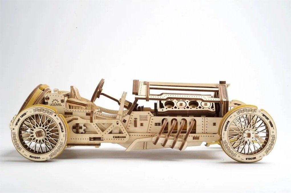 Hračka Ugears 3D dřevěné mechanické puzzle U9 Auto (Grand Prix)