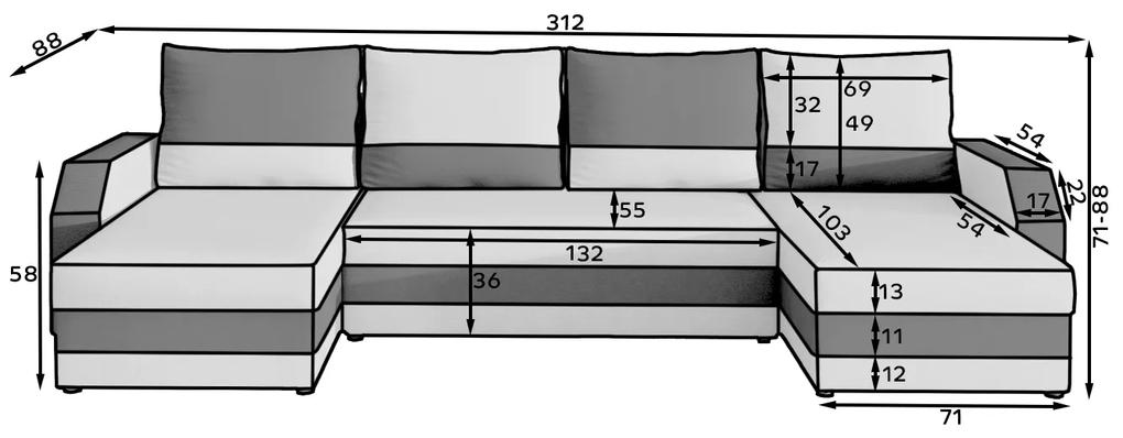 Marion sedací souprava Materiál / Dekor: Alova 66, Alova 68, Orientace: Symetrická do "U"