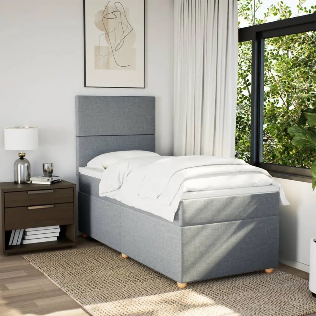 Box spring postel s matrací světle šedá 90x190 cm textil 3291128