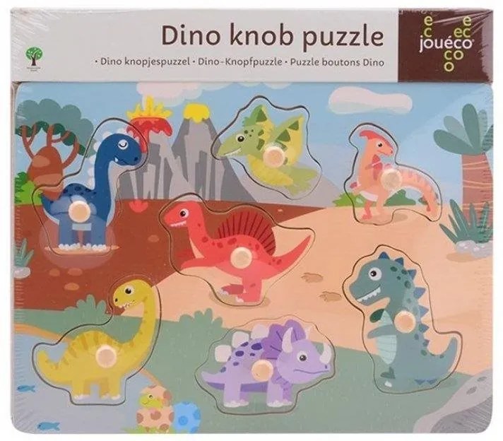 Jouéco dřevěné puzzle s úchyty dino 18 m+