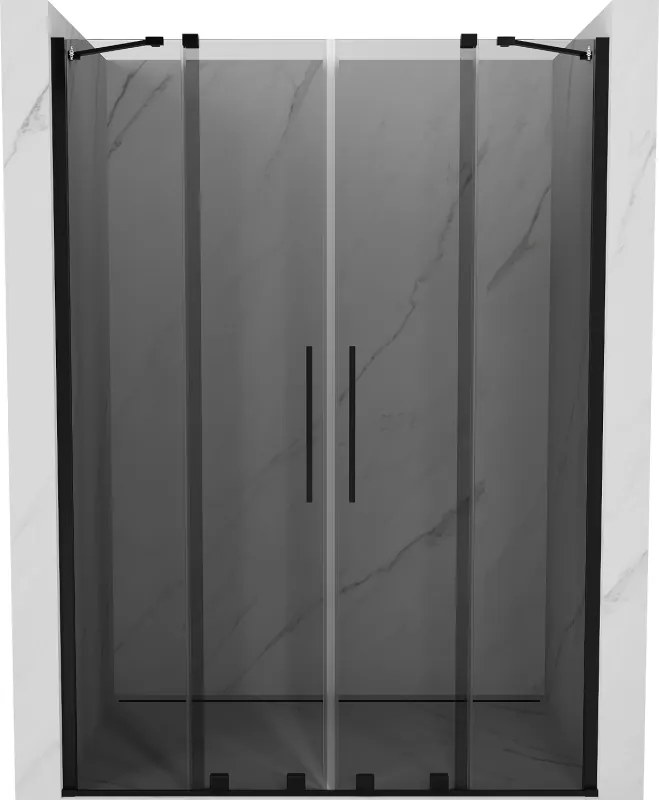 Mexen Velar Duo, posuvné sprchové dveře do otvoru 150 cm, 8mm šedé sklo, černá matná, 871-150-000-42-70