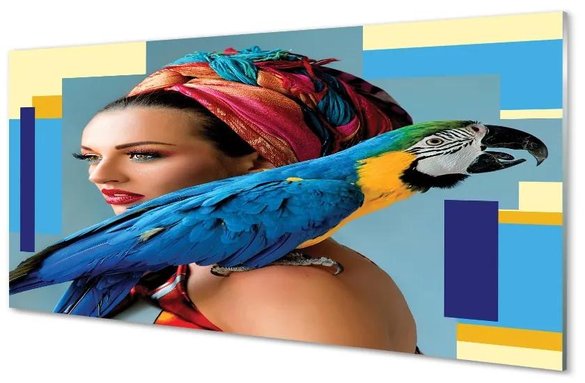 Obraz na skle Papoušek na rameni 140x70 cm