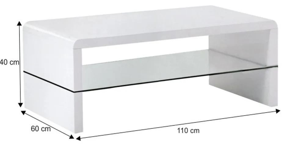 Konferenční stolek HAGY NEW bílý lak, extra vysoký lesk HG