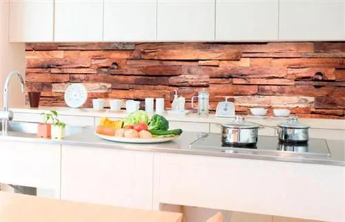 Samolepící tapety za kuchyňskou linku dřevěná stěna rozměr 350 cm x 60 cm