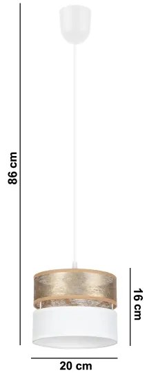 Lustr na lanku LIMA 1xE27/60W/230V zlatá/bílá