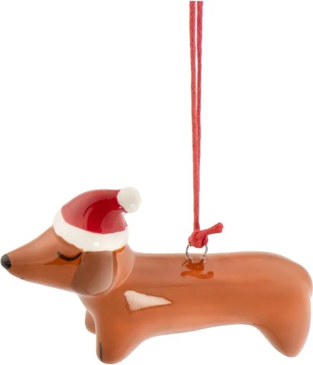 Keramická vánoční ozdoba 7,5 cm Sausage Dog – Sass &amp; Belle