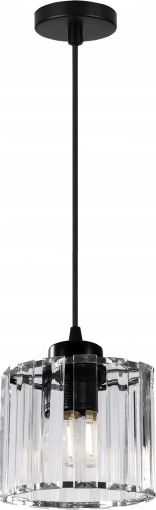 Toolight, křišťálová závěsná lampa E27 60W APP511-1CP, černá, OSW-08551