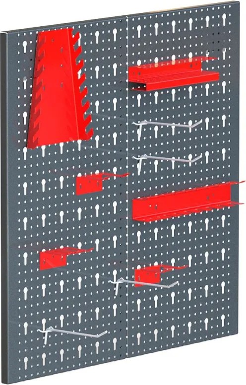 Kovová stěna na nářadí 60x60 cm s držáky DRABEST SP-7