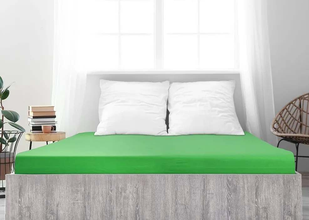 Jersey prostěradlo z mako bavlny LUXORA 90x200 cm zelené