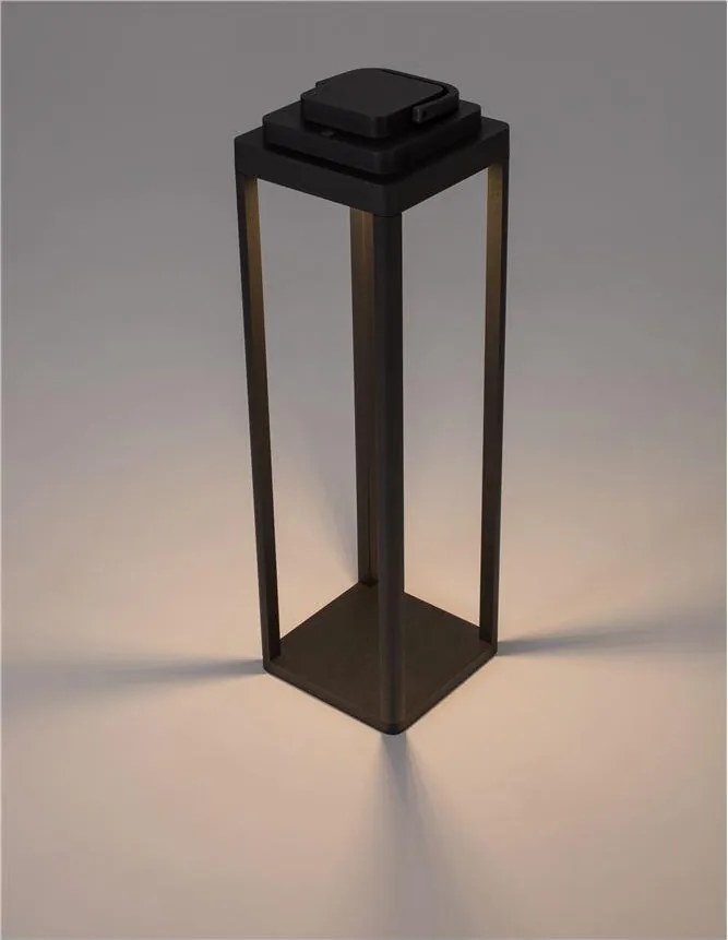 NV 9923500 Venkovní stolní lampa FIGI antracitový hliník LED 2W 3000K 5V DC 108st. IP65 dotykový vypínač / baterie / USB kabel / stmívatelné - NOVA LUCE
