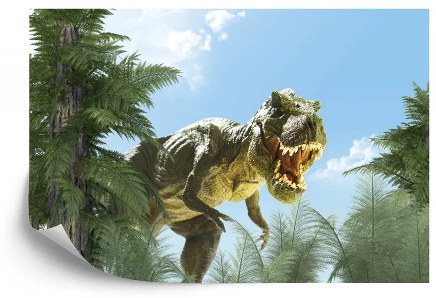 Fototapeta Velký T-Rex Dinosaurus A Palm Hladký vinyl 104x70.5