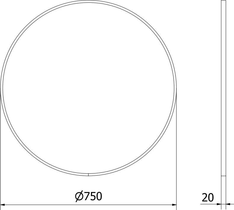 Mexen Loft, kulaté koupelnové zrcadlo 75 cm, barva rámu černá matná, 9850-075-075-000-70