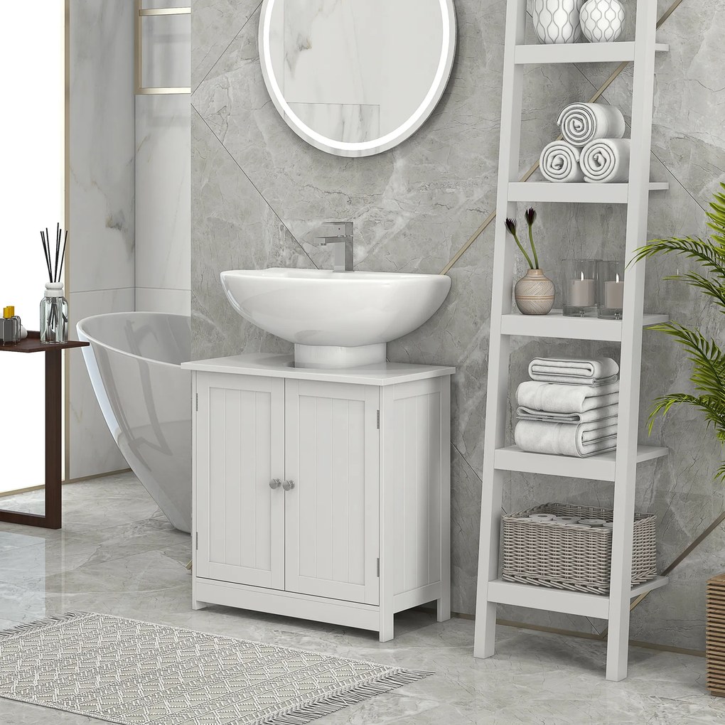HOMCOM Koupelnová skříňka pod umyvadlo 60x30x60cm Bílá