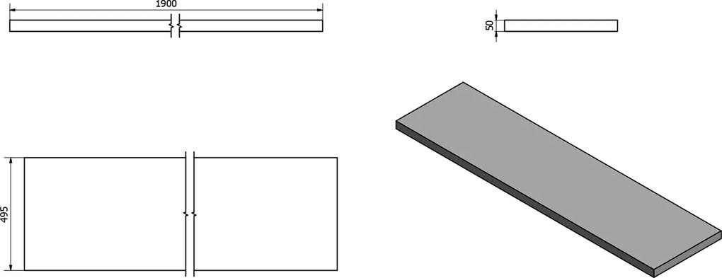 Sapho AVICE 190 x 50 cm AV194 deska dub Rover