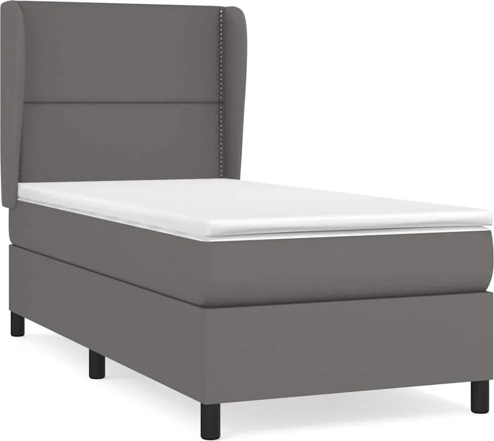 Box spring postel s matrací šedá 100x200 cm umělá kůže 3128959