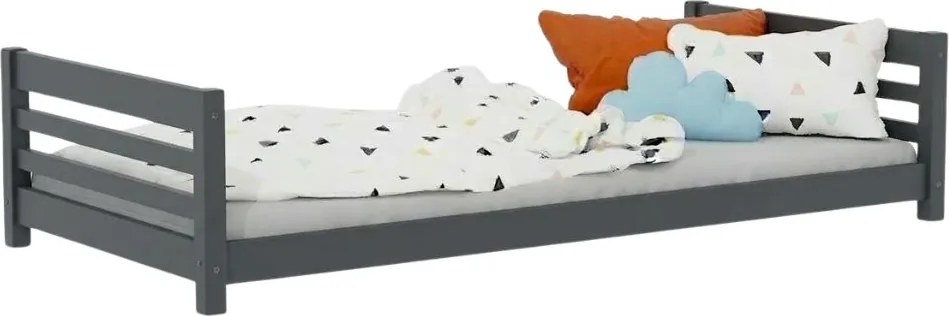 Benlemi Nízké dětské jednolůžko ze dřeva TULY se dvěma čely Zvolte barvu: Světle šedá, Zvolte rozměr: 90x200 cm, Zvolte zábranu: S otevřeným vstupem