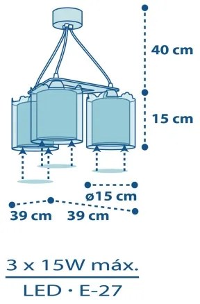 Dalber D-76114 - Dětský lustr MY LITTLE JUNGLE 3xE27/15W/230V