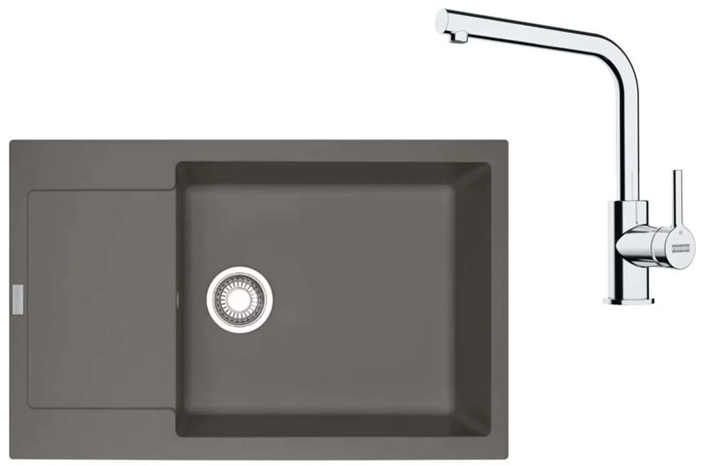 Franke - Kuchyňský set G261ŠK, fragranitový dřez MRG 611-78 BB a baterie FS 3230.031, šedý kámen/chrom 114.0700.728