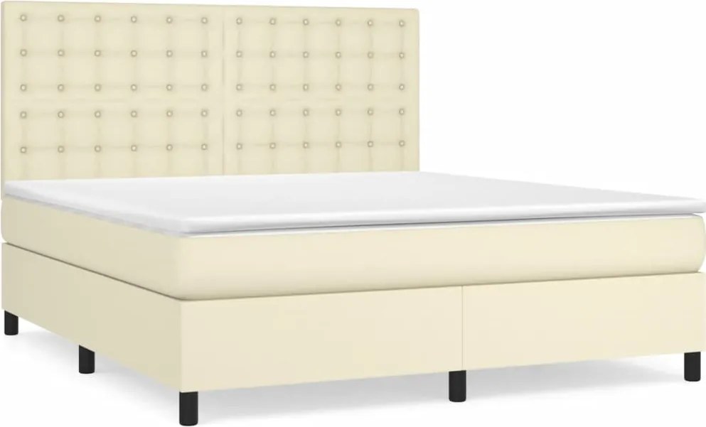 Box spring postel s matrací krémová 160x200 cm umělá kůže 3142853